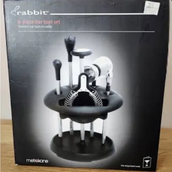 Kitchen | Rabbit 6 Piece Bar Tool Set Black Silver W Stand | Poshmark